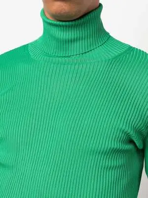 Off-White Rib-knit Roll Neck Sweater - Green