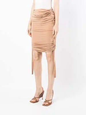 DION LEE Doric Ruched Midi Skirt - Brown