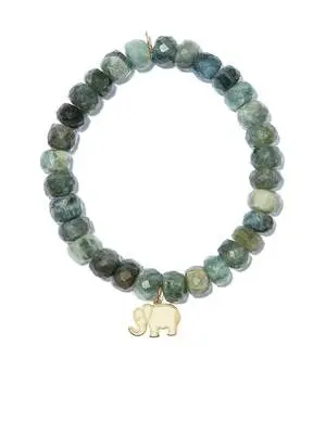 SYDNEY EVAN 14kt Yellow Aquamarine Elephant Charm Bracelet - Gold
