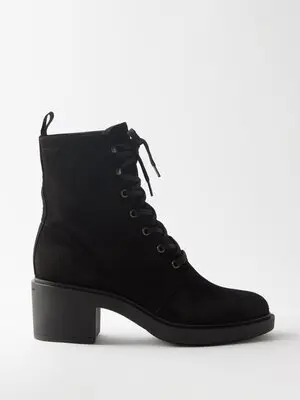 GIANVITO ROSSI Gianvito Rossi - Foster 45 Lace-up Suede Boots - Womens - Black - Black