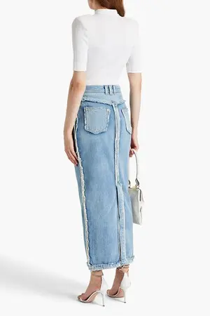 Balmain Ribbed-knit Lace-up Top