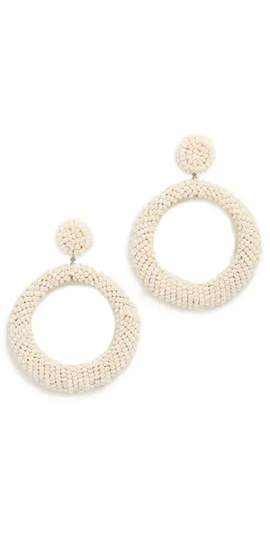 Deepa Gurnani Roberta Beaded Hoop Earrings - Ivory