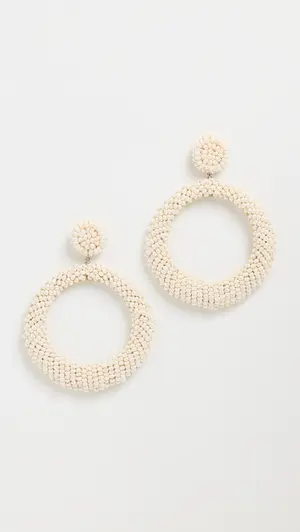 Deepa Gurnani Roberta Beaded Hoop Earrings - Ivory