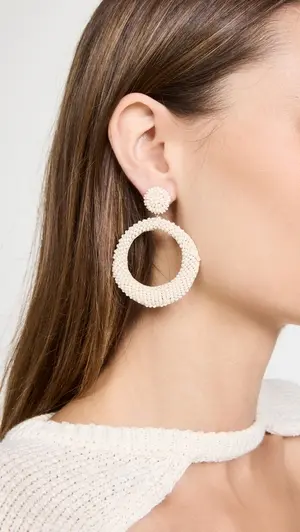 Deepa Gurnani Roberta Beaded Hoop Earrings - Ivory