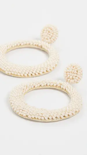 Deepa Gurnani Roberta Beaded Hoop Earrings - Ivory