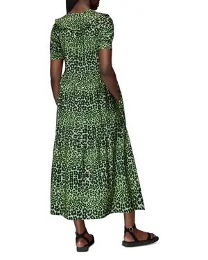 Whistles Fluro Animal Print Collared Midi Dress