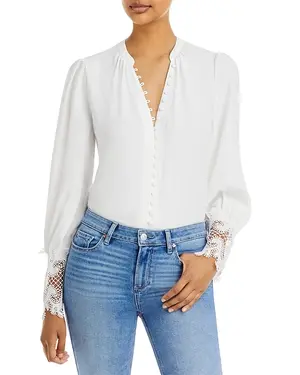 L'Agence Ava Lace Cuff Blouse - Ivory
