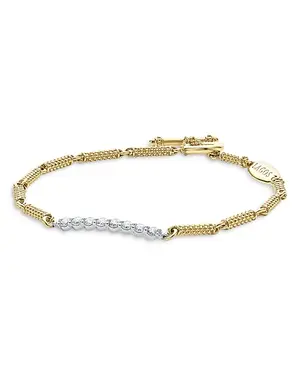 Lagos 18k White And Yellow Gold Diamond Link Bracelet - White/gold