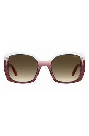 Moschino 54mm Square Sunglasses - Crystal Red / Brown Gradient
