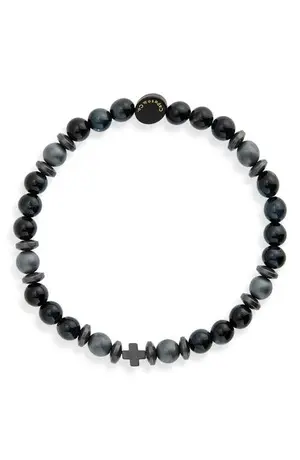 Caputo & Co Tiger's Eye Grounding Stretch Bracelet - Blue Tiger Eye