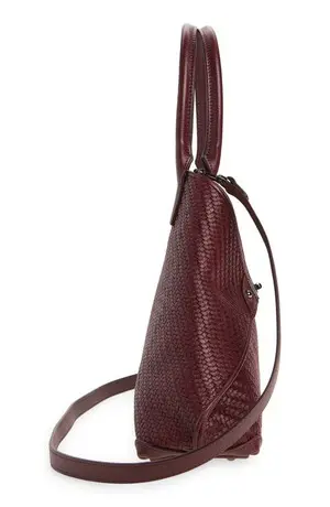 Akris Ai Small Plaid Braided Leather Tote - Cherry