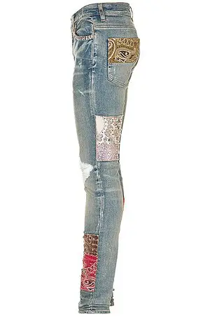 Amiri Bandana Art Patch Jean In Blue