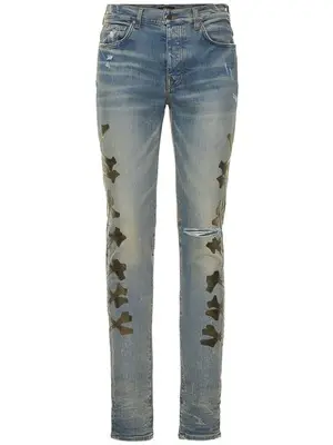 Amiri Camo Bones Stretch Denim Jeans Clay Indigo