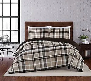 TRULY SOFT Paulette Plaid Taupe King 3-piece Co Mforter Set - One-color