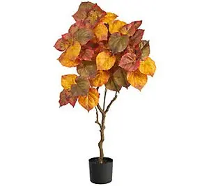 NEARLY NATURAL 4' Autumn Umbrella Ficus Fall Tr Ee - One-color