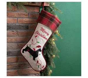 GLITZHOME Dachshund Dog Christmas Stocking