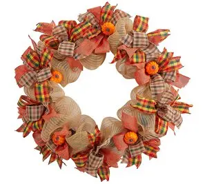 NEARLY NATURAL 30' Autumn Pumpkin With Decorati Ve Bows - One-color