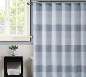 TRULY SOFT Grey Multi Stripe 72' Square Shower Curtain - One-color