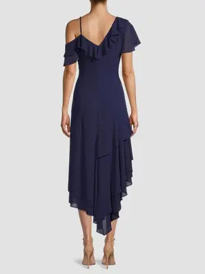 Shani Asymmetric Ruffle Midi-dress