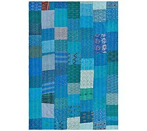 OX BAY TRADING CO. Ox Bay Hand Block Blue Kantha Throw Blanket - One-color