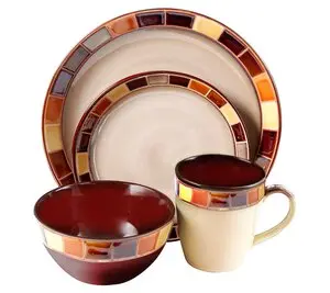 Gibson Elite Casa Estebana 16-piece Dinnerware Set Deep Red - One-color