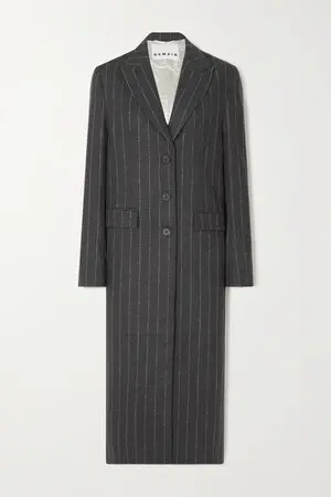 Remain Birger Christensen Simra Pinstriped Wool-blend Coat - Gray