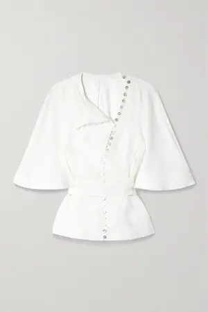 Altuzarra Dafishy Belted Crepe Blouse - White