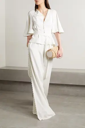 Altuzarra Dafishy Belted Crepe Blouse