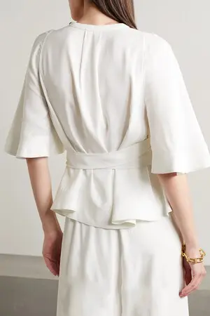 Altuzarra Dafishy Belted Crepe Blouse