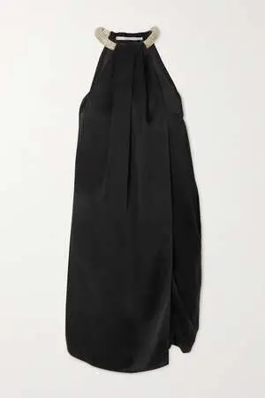 Stella McCartney Embellished Draped Satin-crepe Halterneck Mini Dress