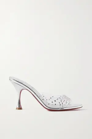 CHRISTIAN LOUBOUTIN Degramule Strass 85 Crystal-embellished Pvc Mules