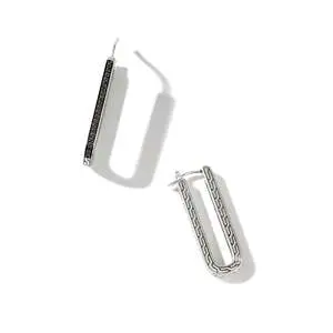 John Hardy Carved Chain Hoop Earrings - Silver