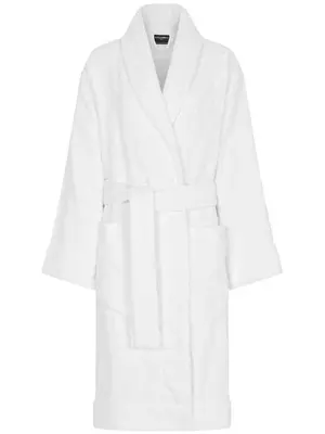 Dolce & Gabbana Terry Cotton Jacquard Bath Robe - White