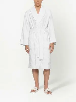 Dolce & Gabbana Terry Cotton Jacquard Bath Robe - White