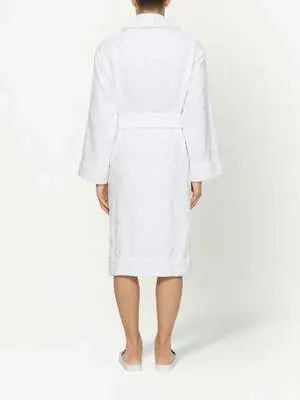 Dolce & Gabbana Terry Cotton Jacquard Bath Robe - White