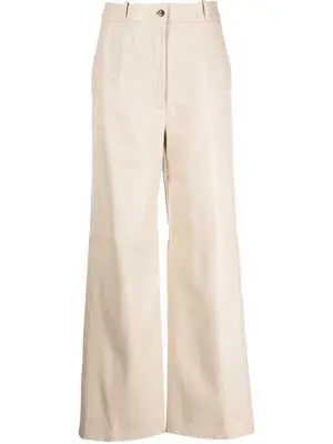 Loulou De Saison Straight Leather Trousers - Neutrals