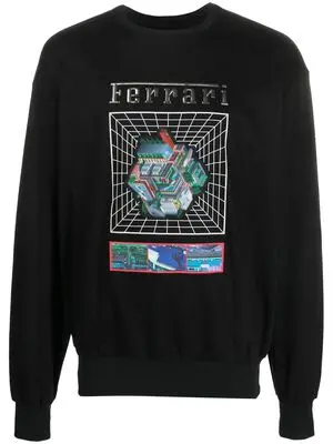 FERRARI Graphic-print Cotton Sweatshirt - Black