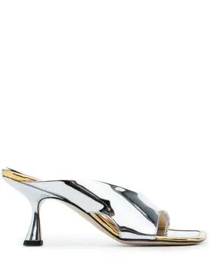 WANDLER Julio Metallic Leather Mules - Silver