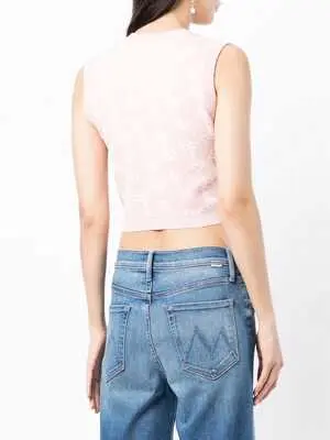 Rokh Monogram-pattern Cropped Vest - Pink