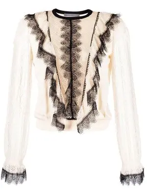 Alberta Ferretti Lace Detail Long Sleeve Blouse