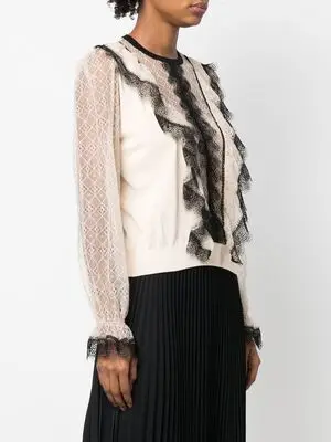 Alberta Ferretti Lace Detail Long Sleeve Blouse