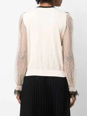Alberta Ferretti Lace Detail Long Sleeve Blouse
