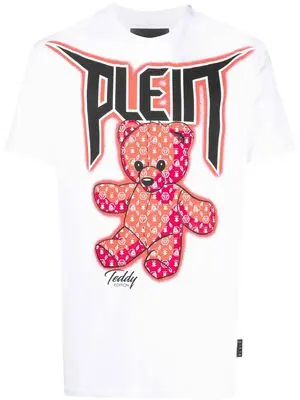 Philipp Plein Spray-effect Teddy Bear-print T-shirt - White