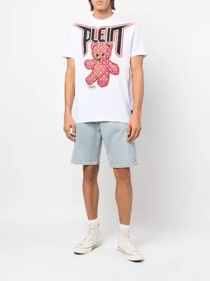 Philipp Plein Spray-effect Teddy Bear-print T-shirt - White