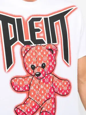 Philipp Plein Spray-effect Teddy Bear-print T-shirt - White