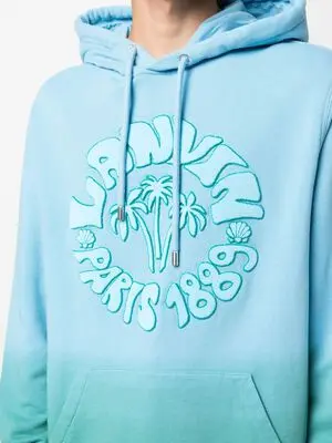 LANVIN Embossed Logo Ombré Cotton Hoodie