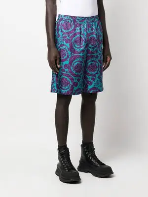 Versace Barocco Silhouette-print Silk Shorts