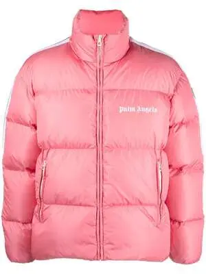 Palm Angels Logo-Print Padded Jacket Pink White