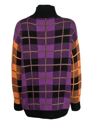 ERMANNO FIRENZE Checked High-neck Knitted Jumper
