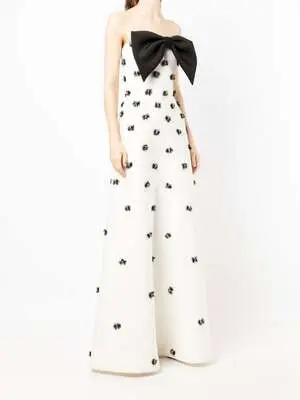 SAIID KOBEISY Beaded Strapless Evening Dress